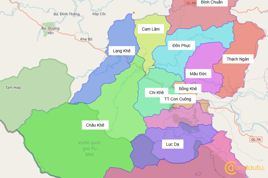 Bản đồ Huyện Con Cuông, Nghệ An