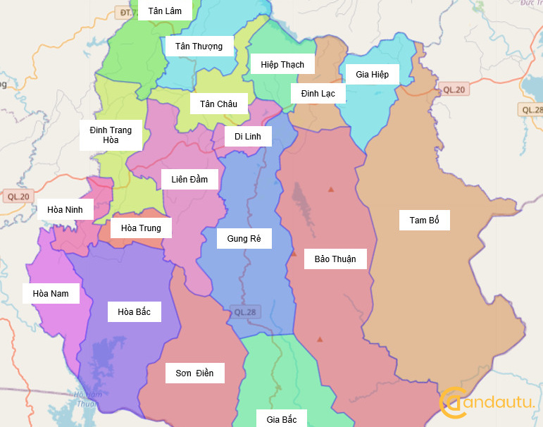 Bản đồ Huyện Di Linh, Lâm Đồng