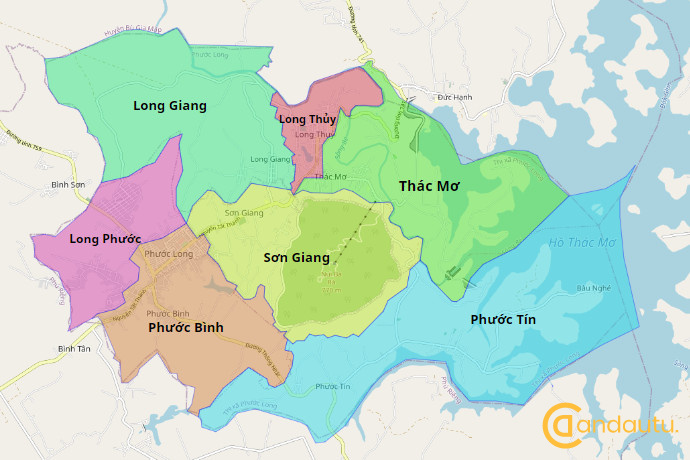 Bản đồ Thị xã Phước Long, Bình Phước