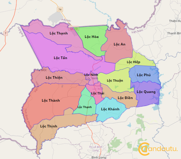 Bản đồ Huyện Lộc Ninh, Bình Phước