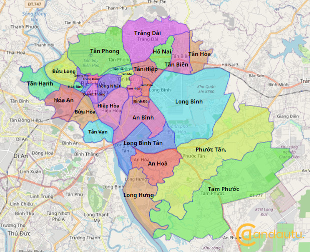 Bản đồ Thành phố Biên Hòa, Đồng Nai