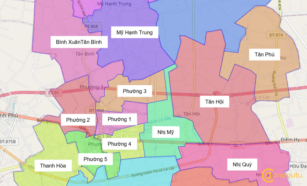 Bản đồ Thị xã Cai Lậy, Tiền Giang