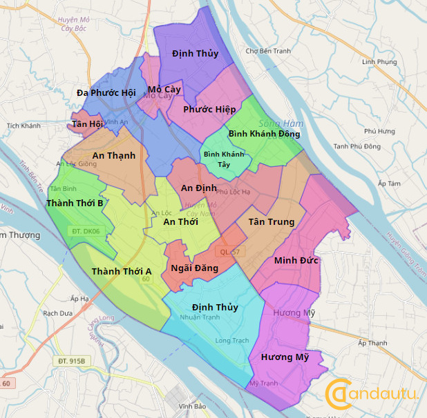 Bản đồ Huyện Mỏ Cày Nam, Bến Tre