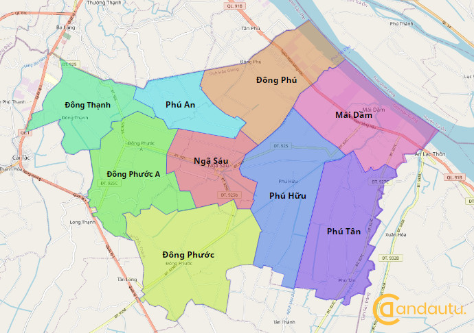 Bản đồ Huyện Châu Thành, Hậu Giang